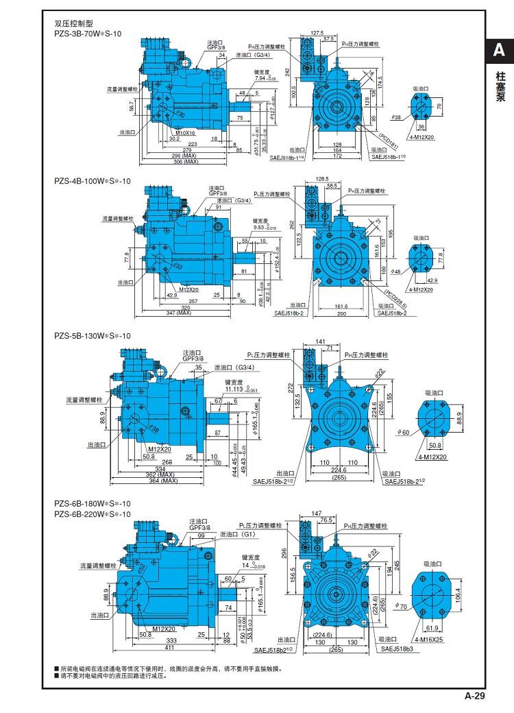 NAachi不二越变量柱塞泵PZS-6A-220N3-10 PZS-3A-70N4-4812A - 深圳市动力源液压经营部